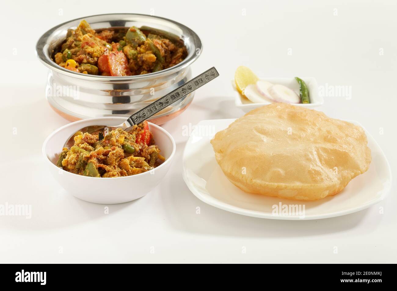 Indian Food: Mix vegetable, with puri, chapati studio shot Stock Photo ...