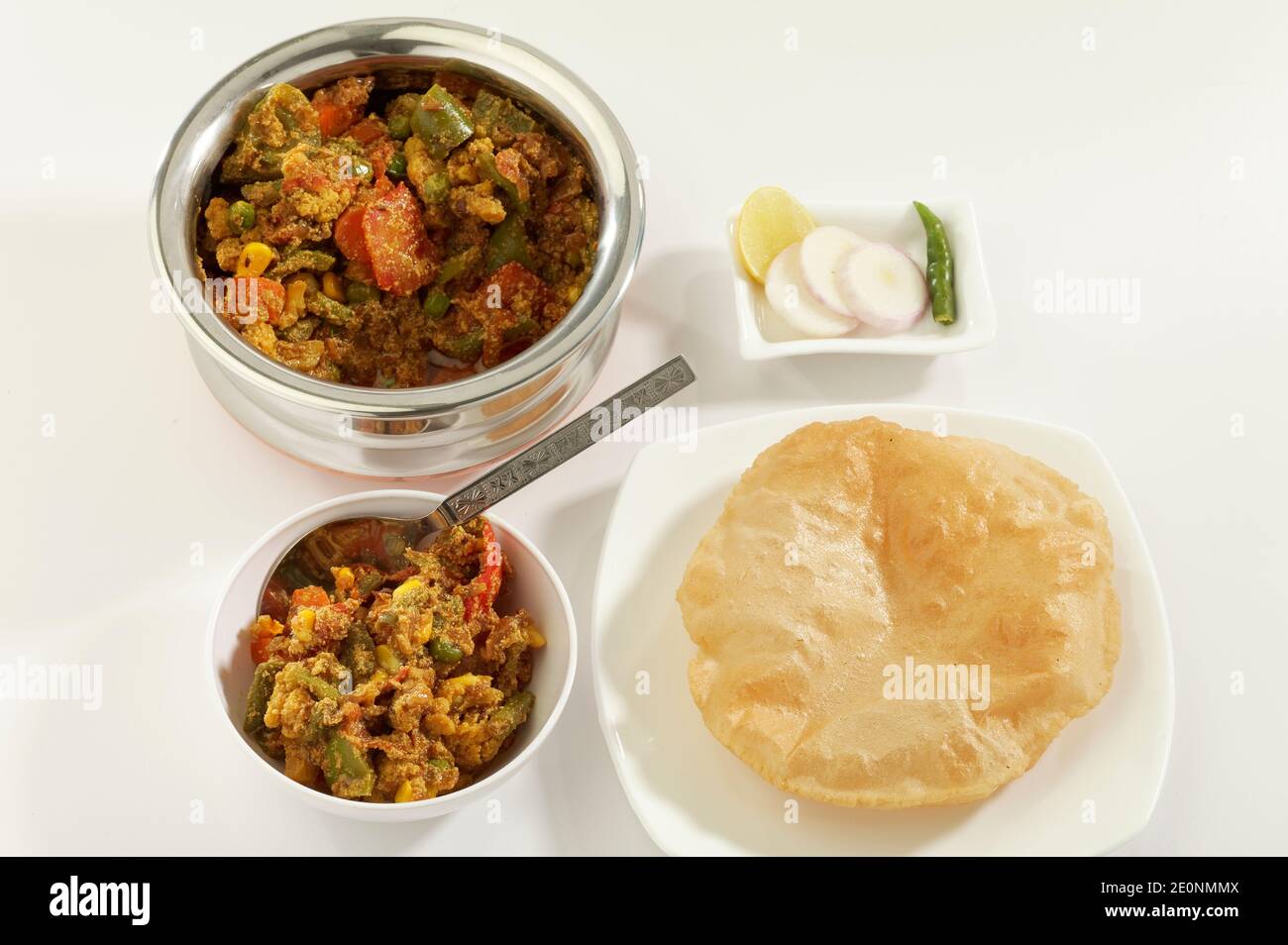 Indian Food: Mix vegetable, with puri, chapati studio shot Stock Photo ...