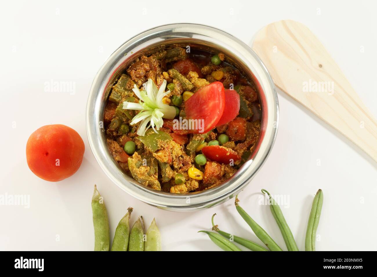 Indian Food: Mix vegetable, with puri, chapati studio shot Stock Photo ...