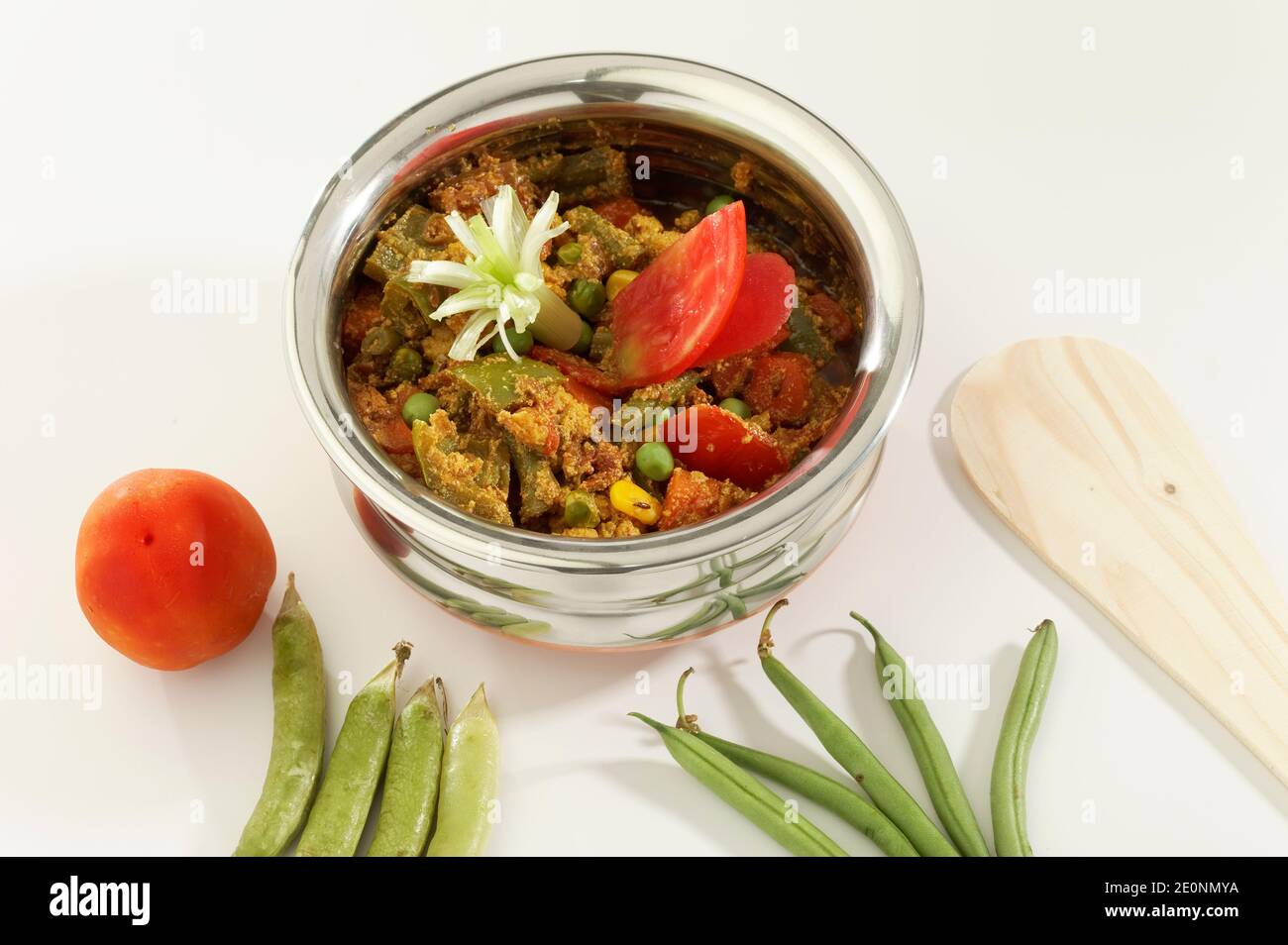 Indian Food: Mix vegetable, with puri, chapati studio shot Stock Photo ...