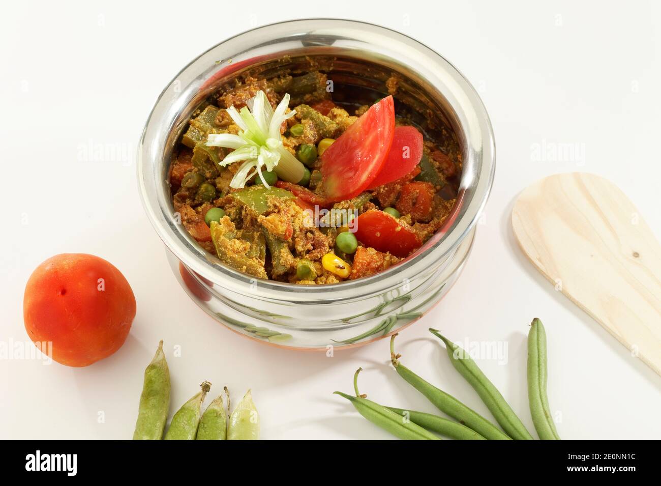 Indian Food: Mix vegetable, with puri, chapati studio shot Stock Photo ...