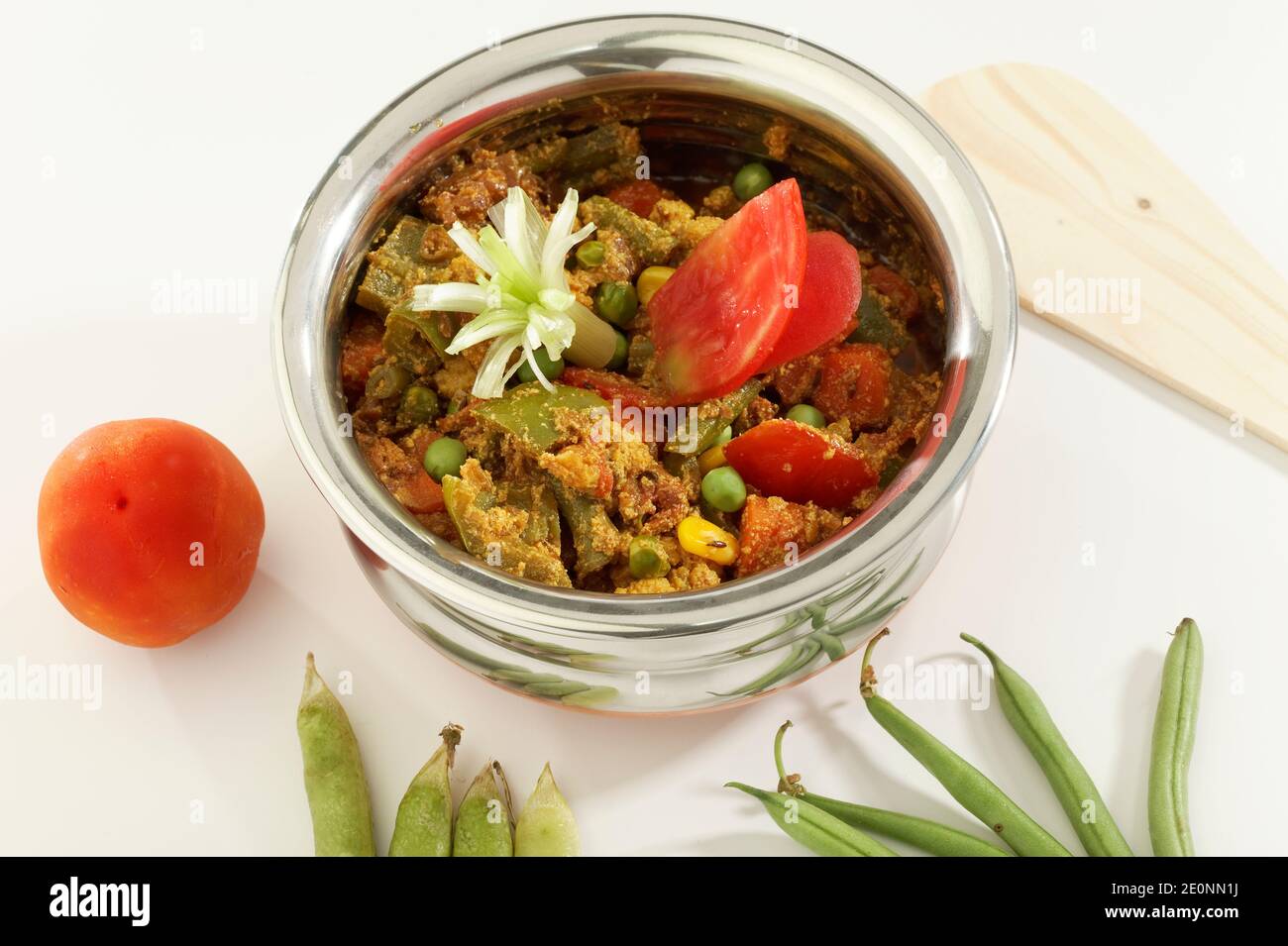 Indian Food: Mix vegetable, with puri, chapati studio shot Stock Photo ...