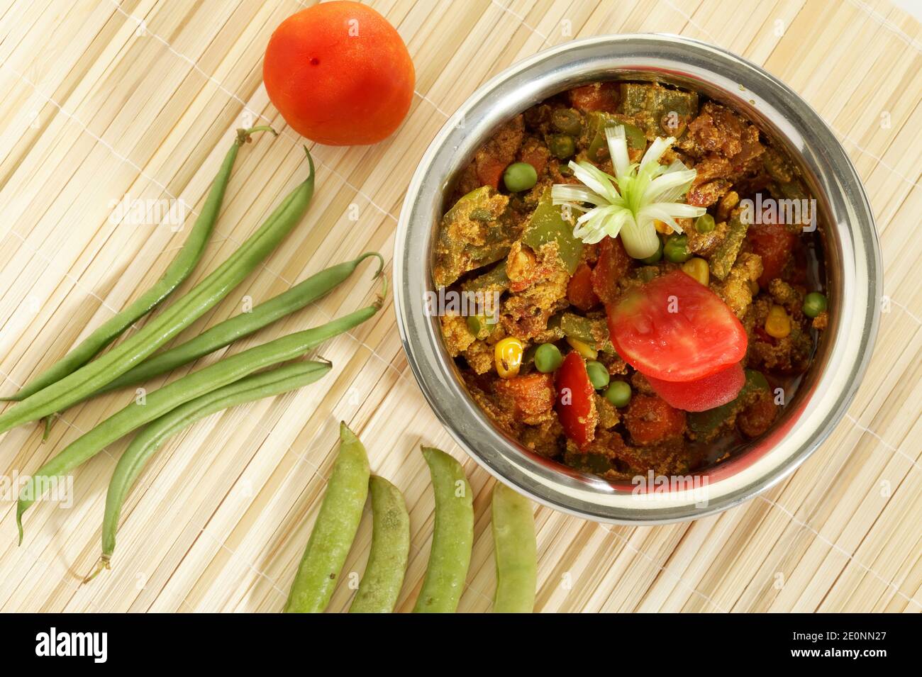 Indian Food: Mix vegetable, with puri, chapati studio shot Stock Photo ...
