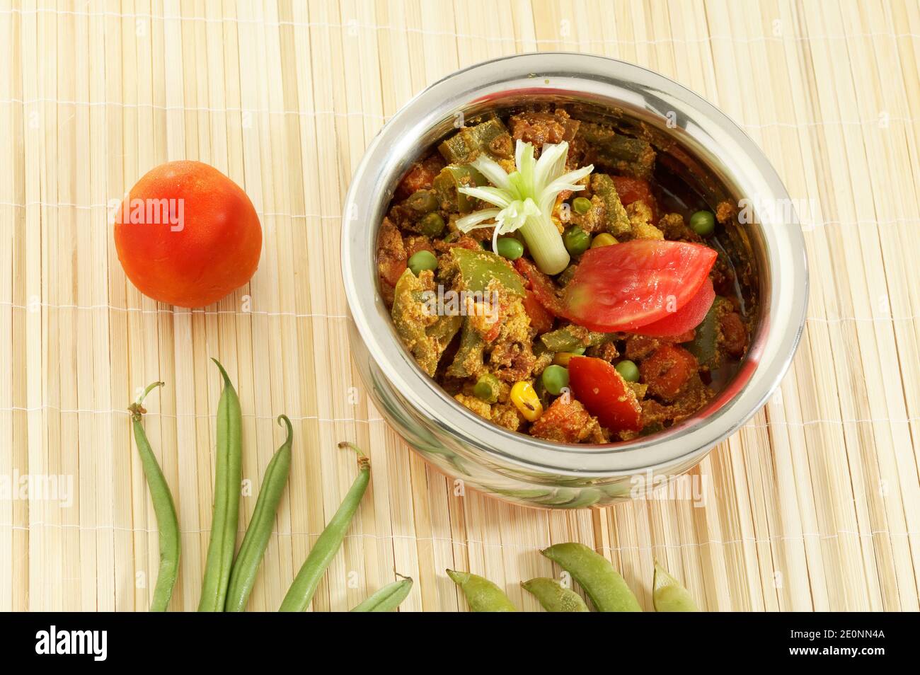 Indian Food: Mix vegetable, with puri, chapati studio shot Stock Photo ...