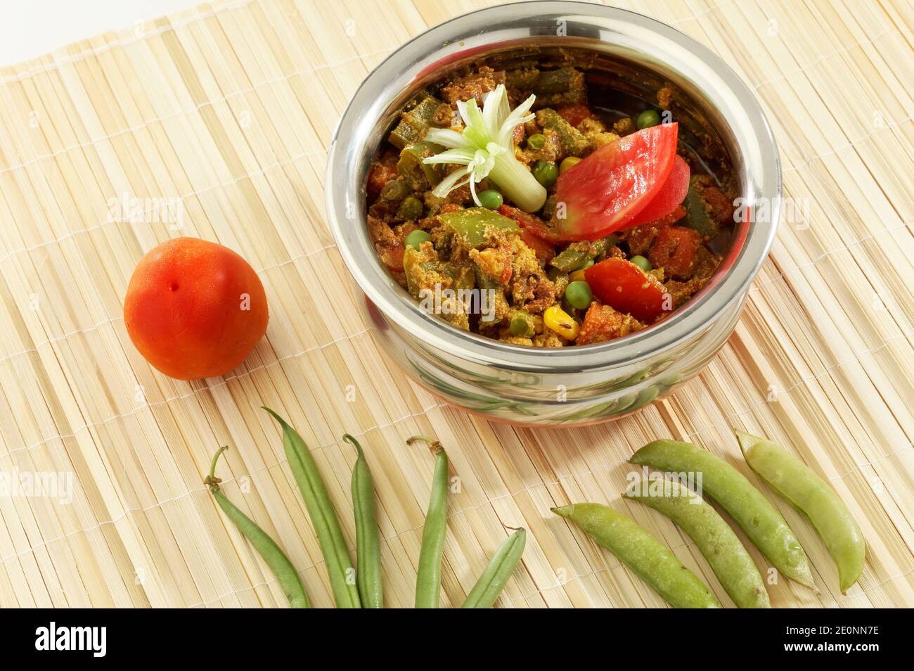 Indian Food: Mix vegetable, with puri, chapati studio shot Stock Photo ...