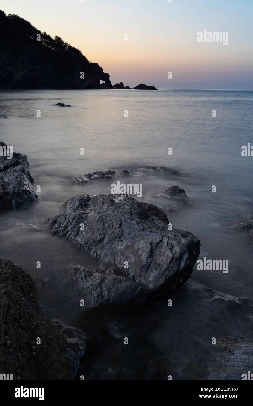 Sunset at Hele Bay, Devon, UK Stock Photo - Alamy