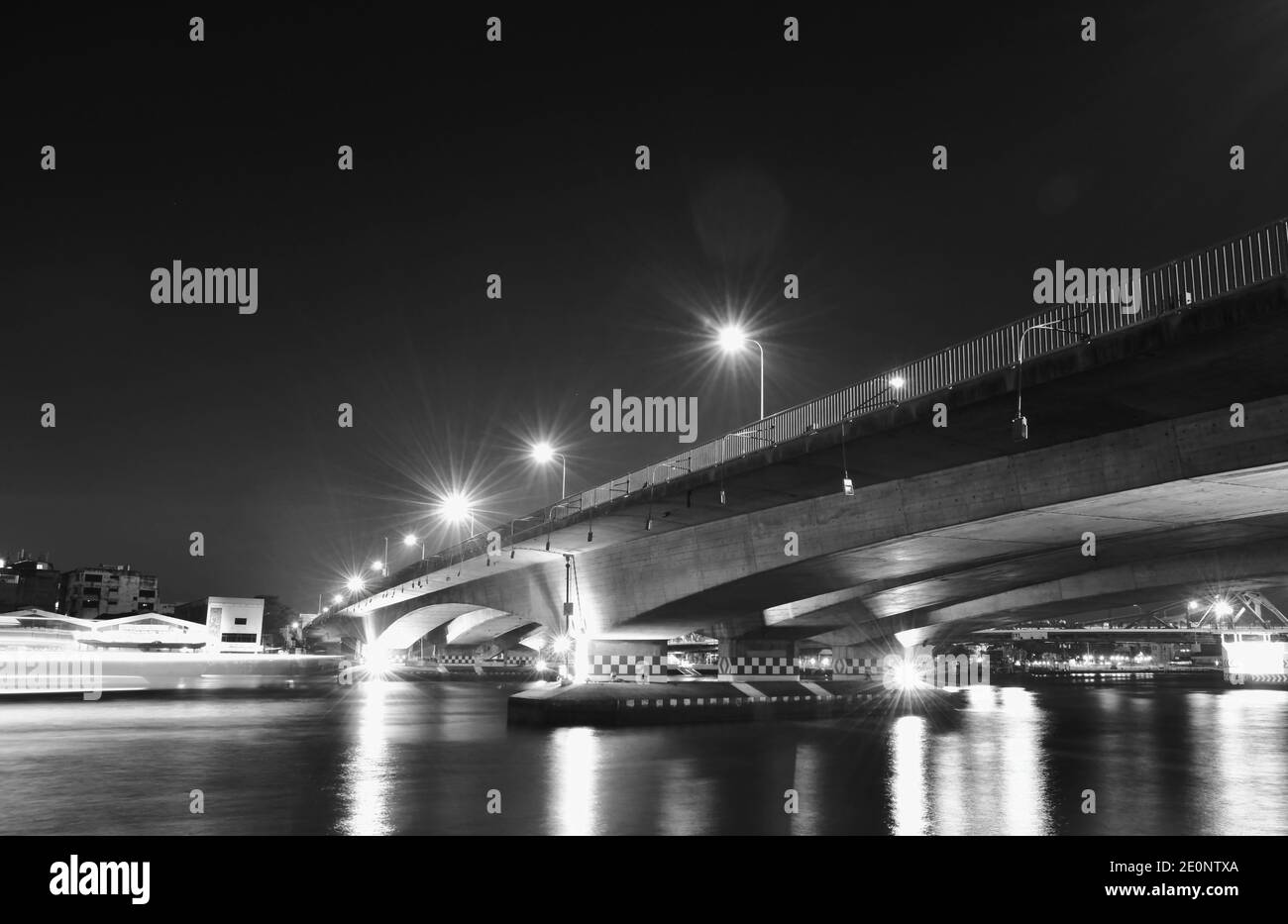 landscape of Phra Pok Klao memorial bridge cross river in Thailand cn night Stock Photo - Alamy