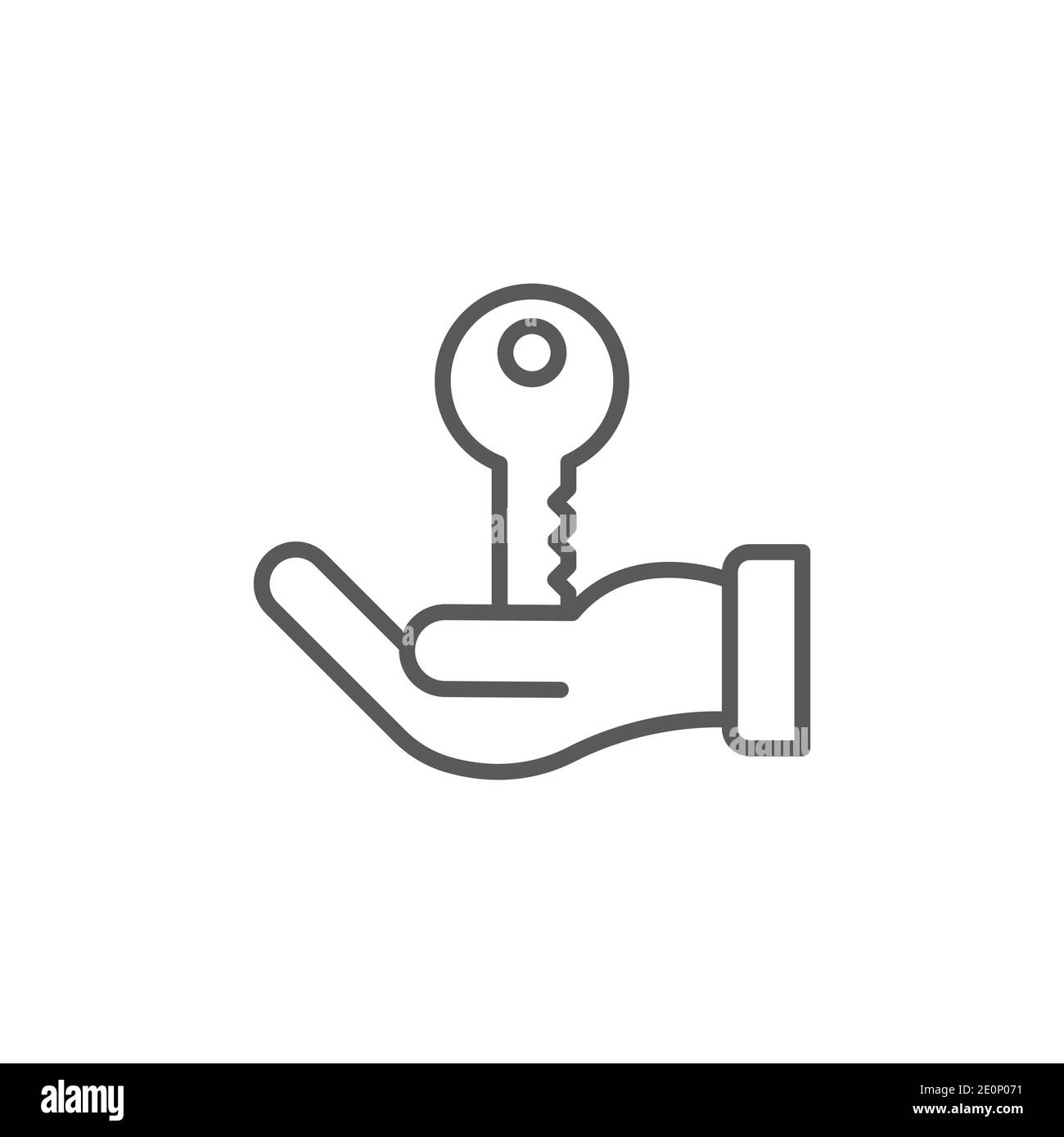 Hand holds home keys icon, color, line, outline vector sign, linear ...