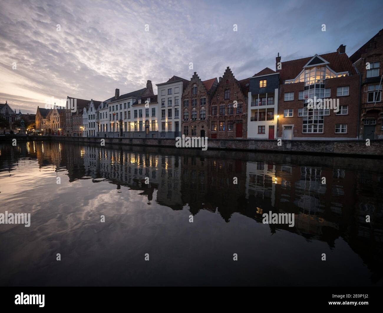 Panoramic reflection view of river canal channel in historic city ...