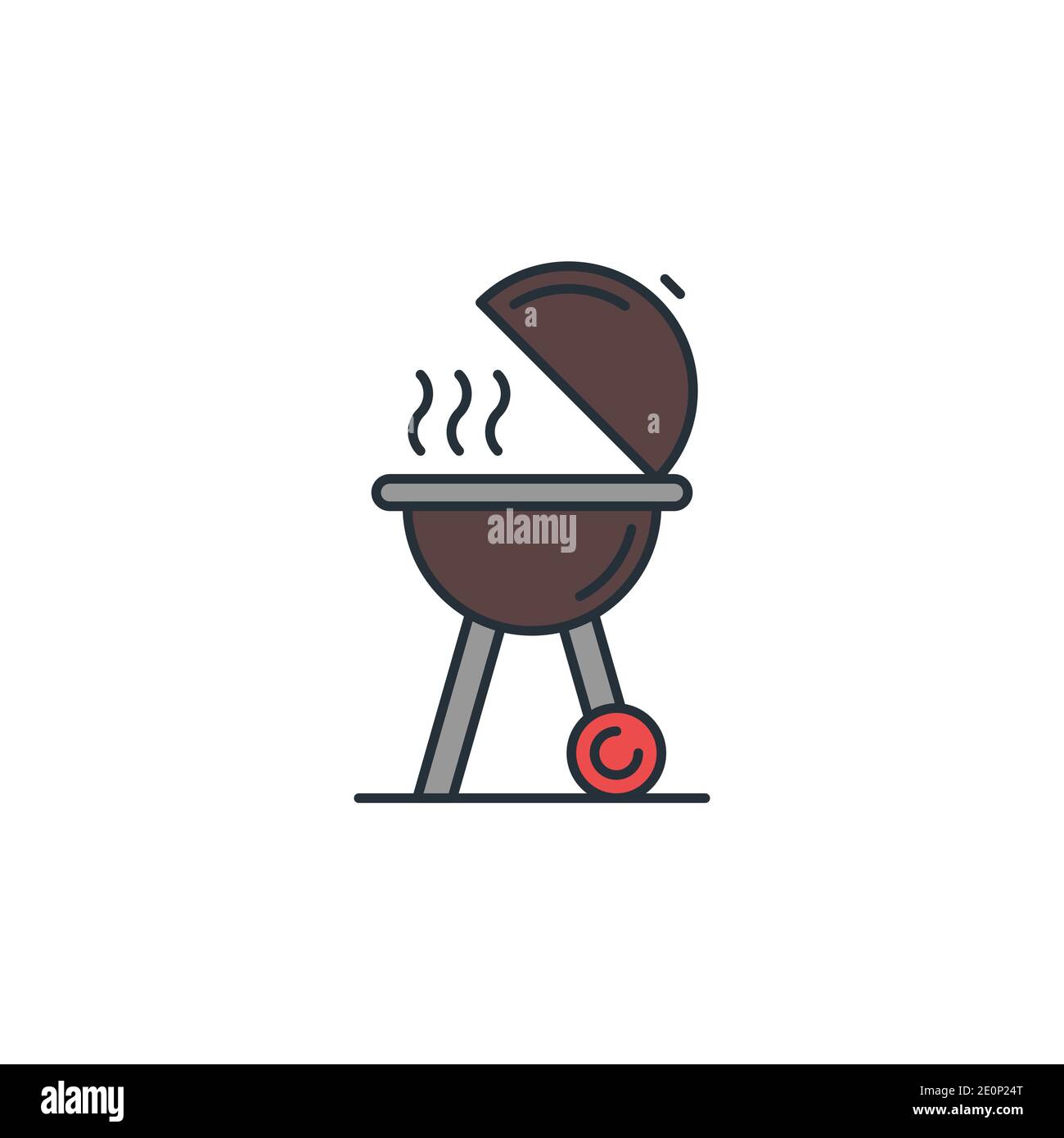 Grill Bbq Icon Color Line Outline Vector Sign Linear Style