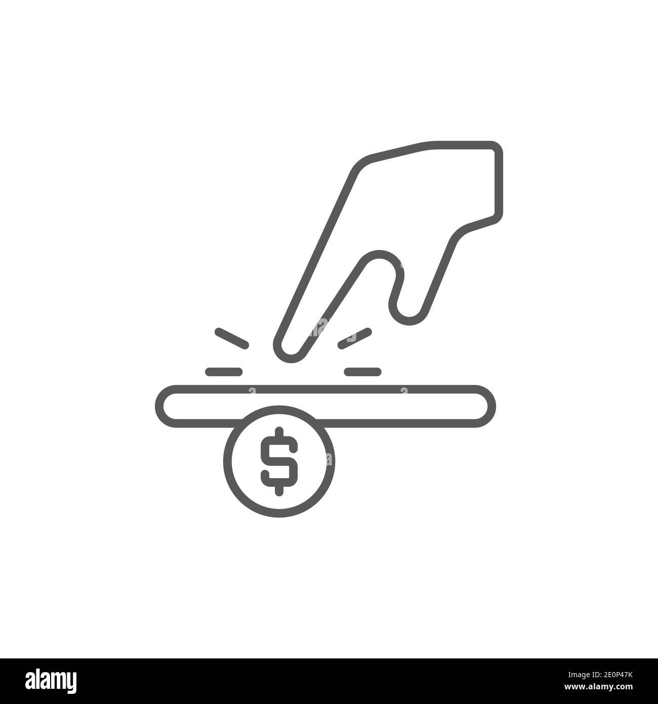 Hand Using Touch Screen And Coin Icon Color Line Outline Vector Sign