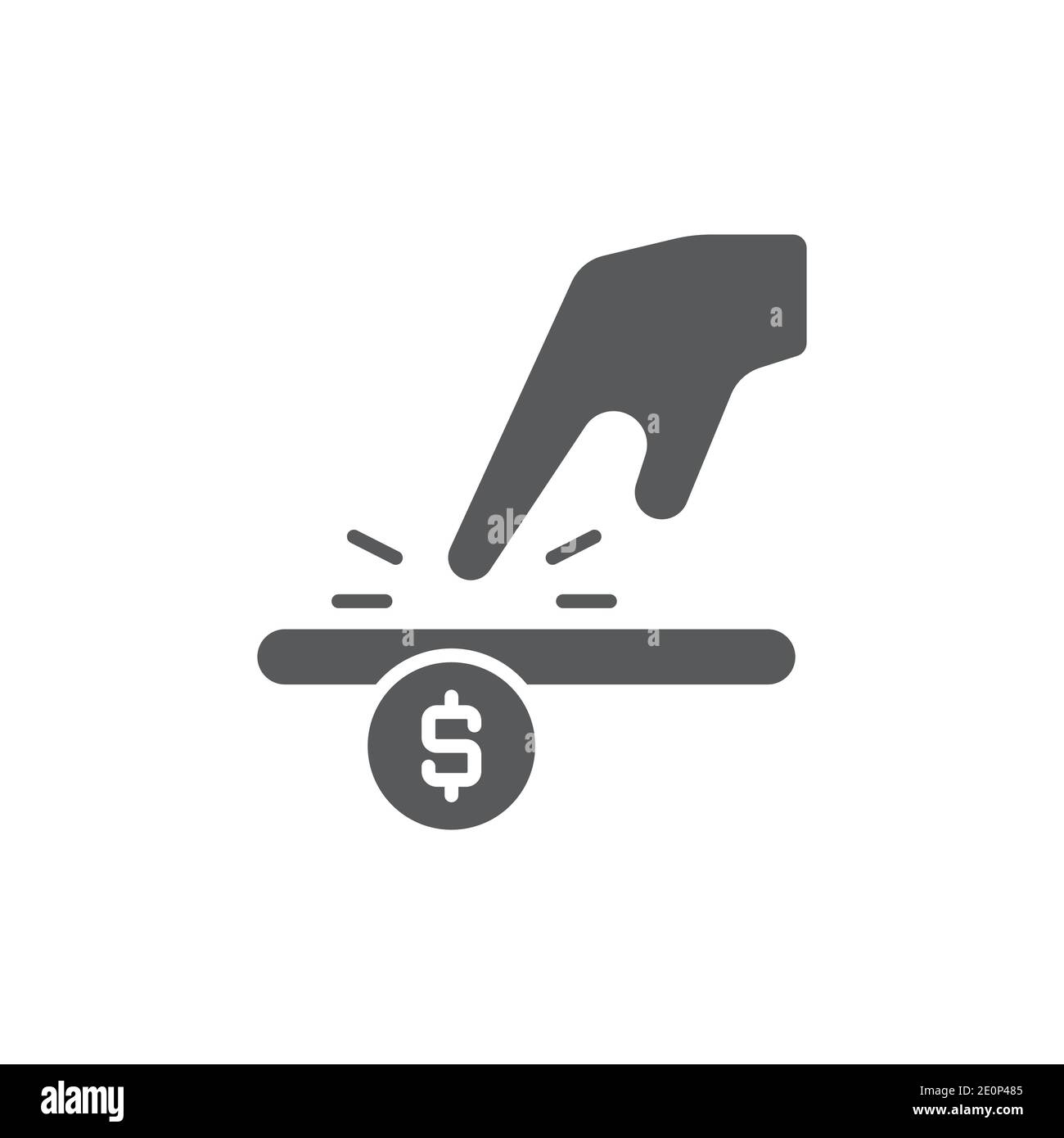 Hand using touch screen and coin icon, color, line, outline vector sign ...