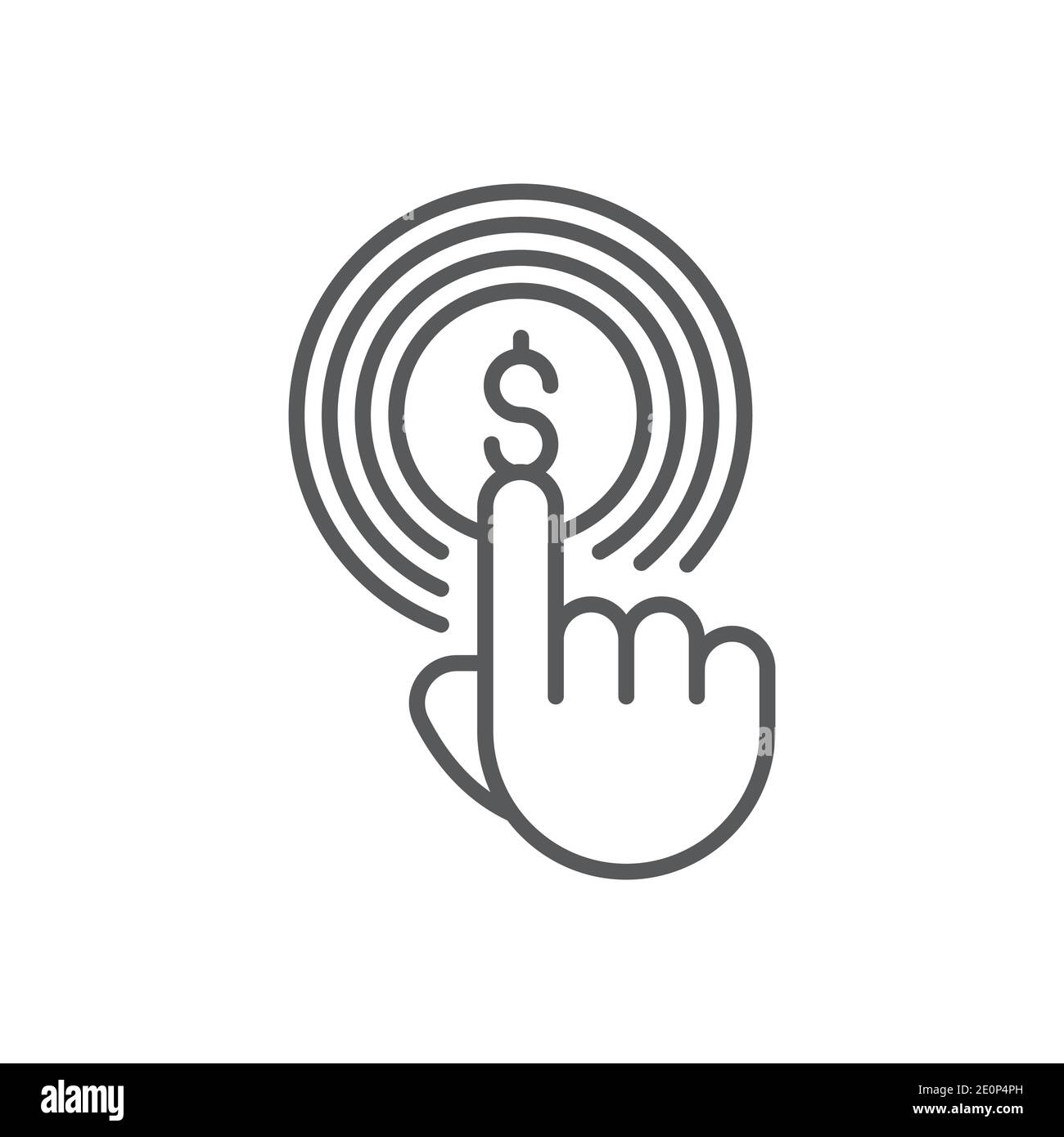 Hand Using Touch Screen And Coin Icon Color Line Outline Vector Sign