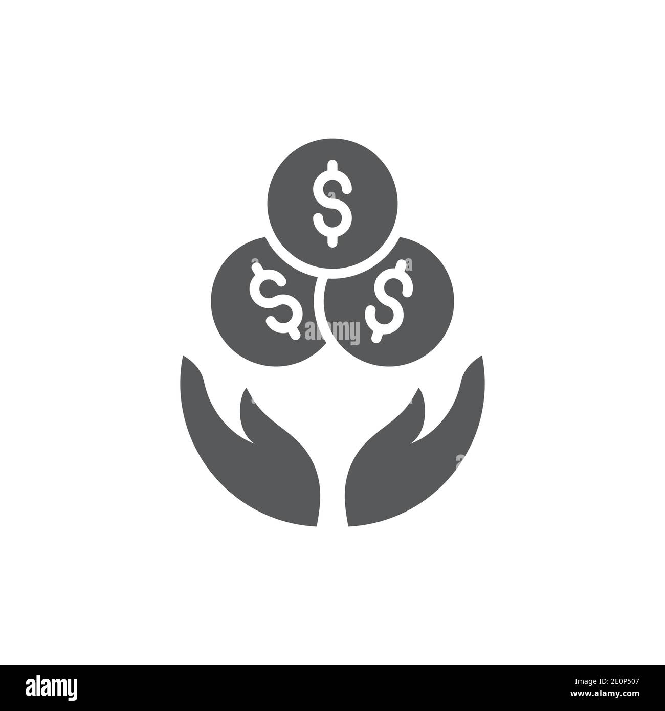 Hand With Coins Icon Color Line Outline Vector Sign Linear Style Pictogram Isolated On White