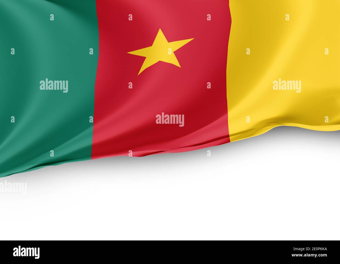 Cameroon National flag in White Background Stock Photo - Alamy