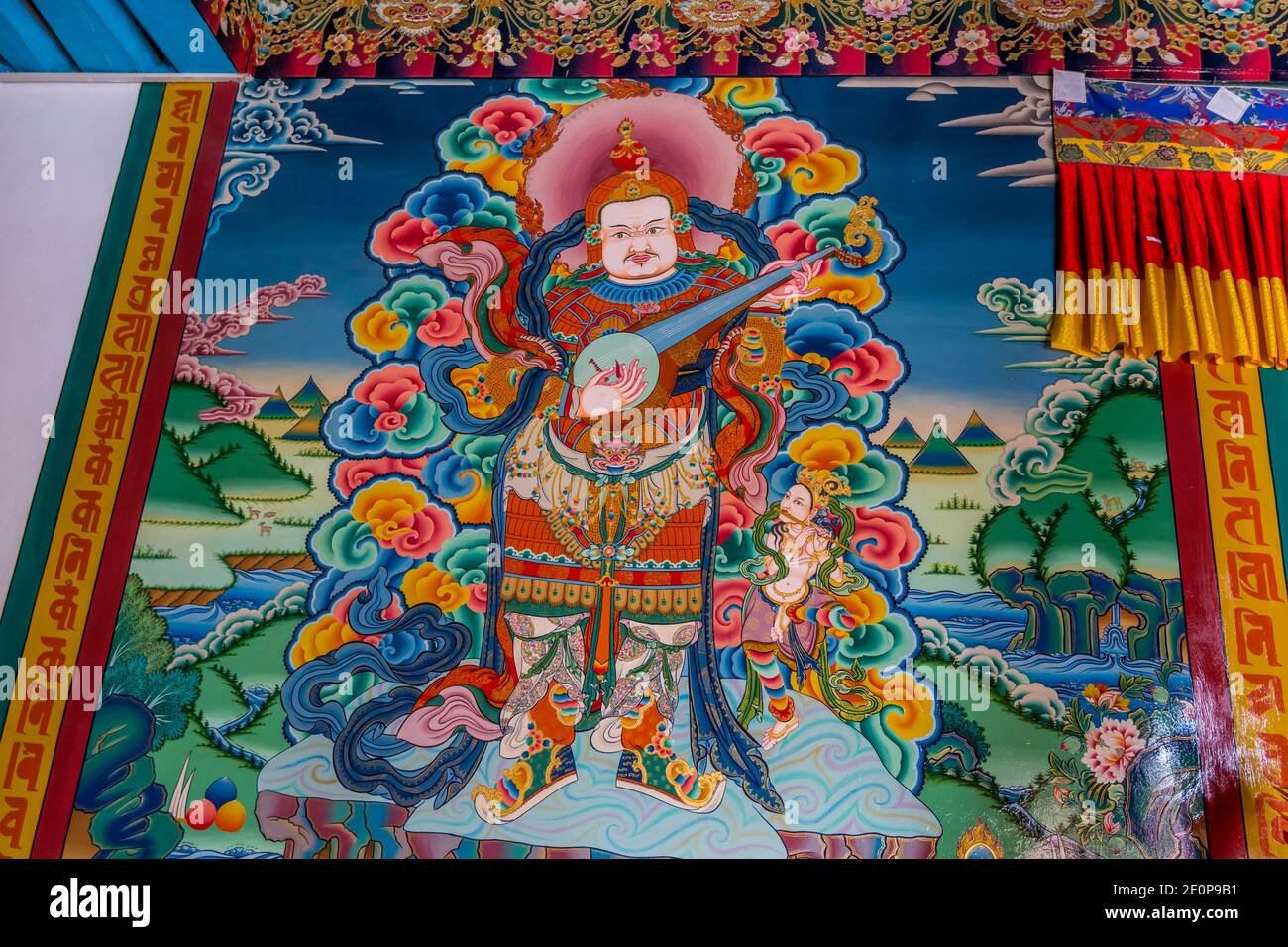 Colorful Mural paintings at the Hemis monastery in Leh, Ladakh, Jammu ...