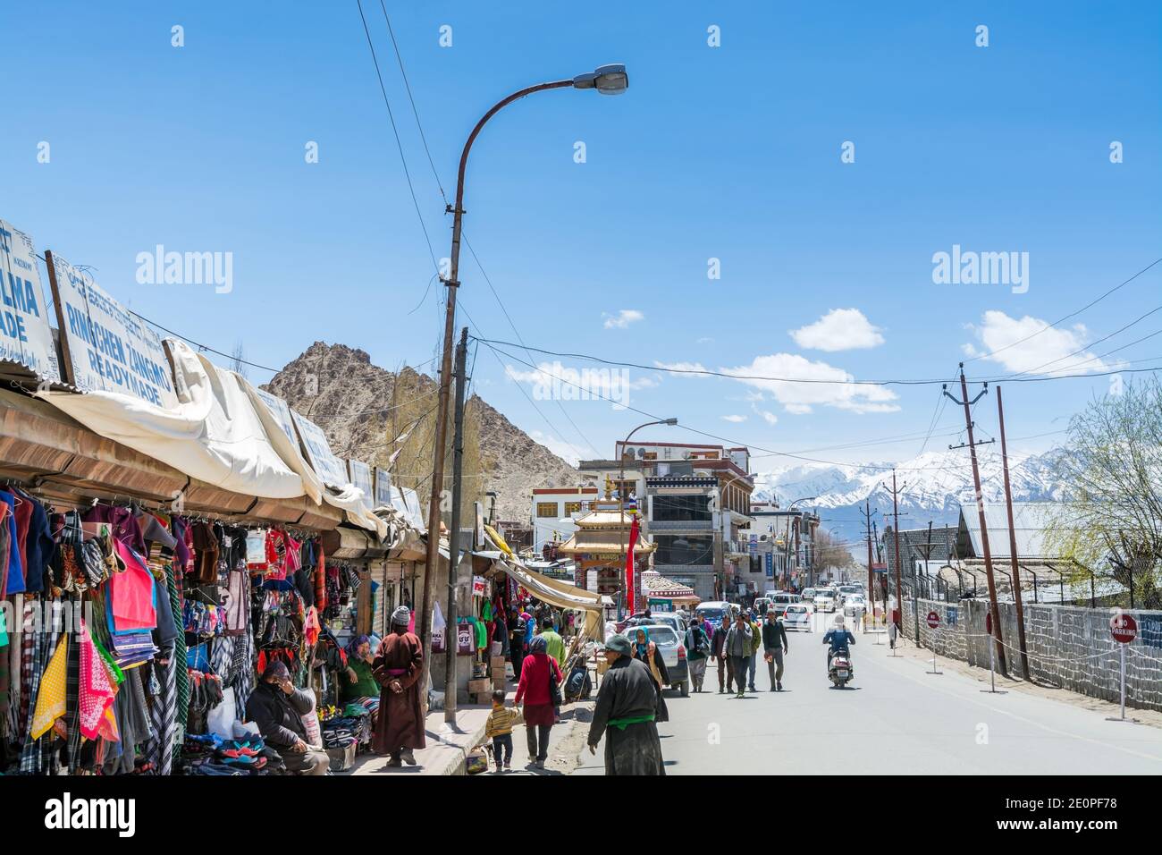 Main market at the downtown of Leh City, Ladakh, Jammu and Kashmir ...