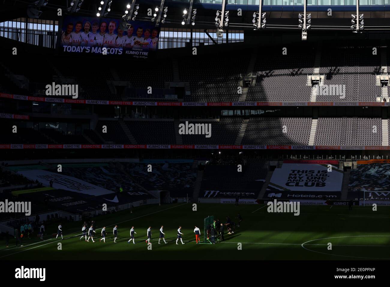 Tottenham Hotspur players walk onto the pitch before the Premier League ...