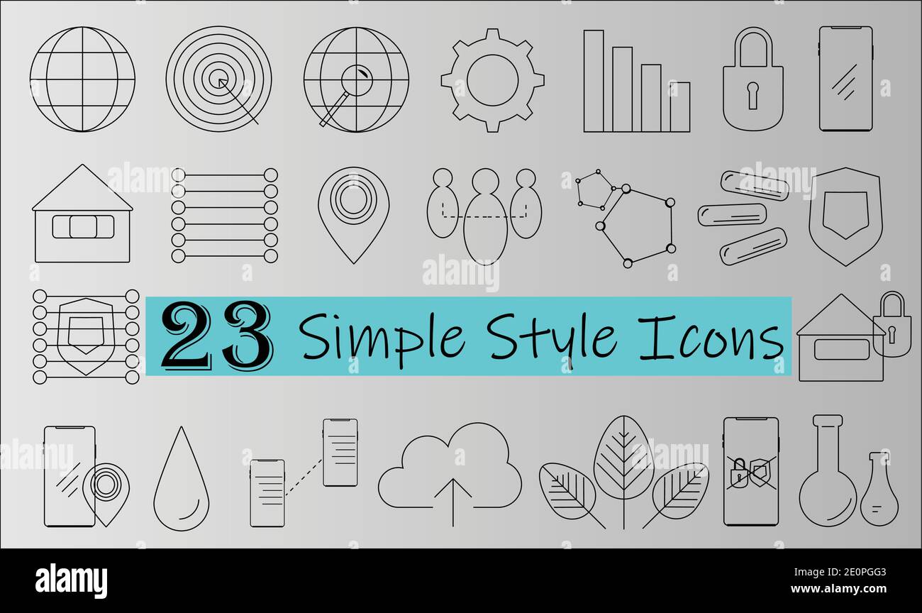 Simple style linear icon vector set including smartphone location ...