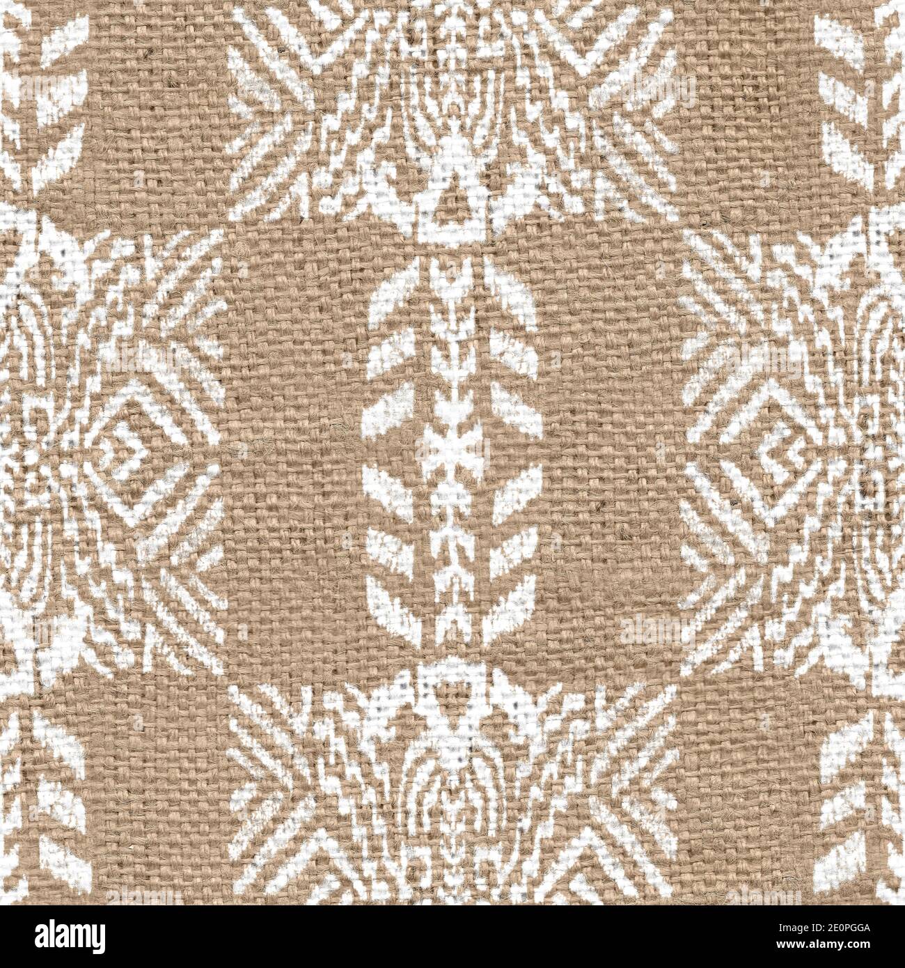 Seamless burlap with white paint pattern overlay Stock Photo - Alamy