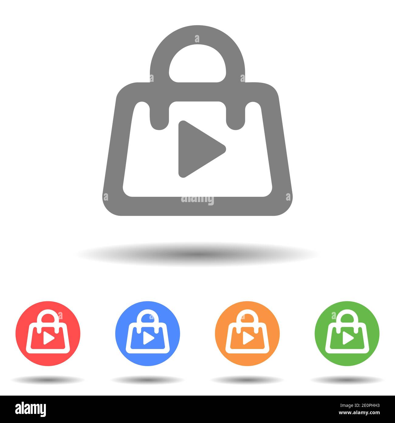 Bag with play button icon vector logo with isolated background Stock ...