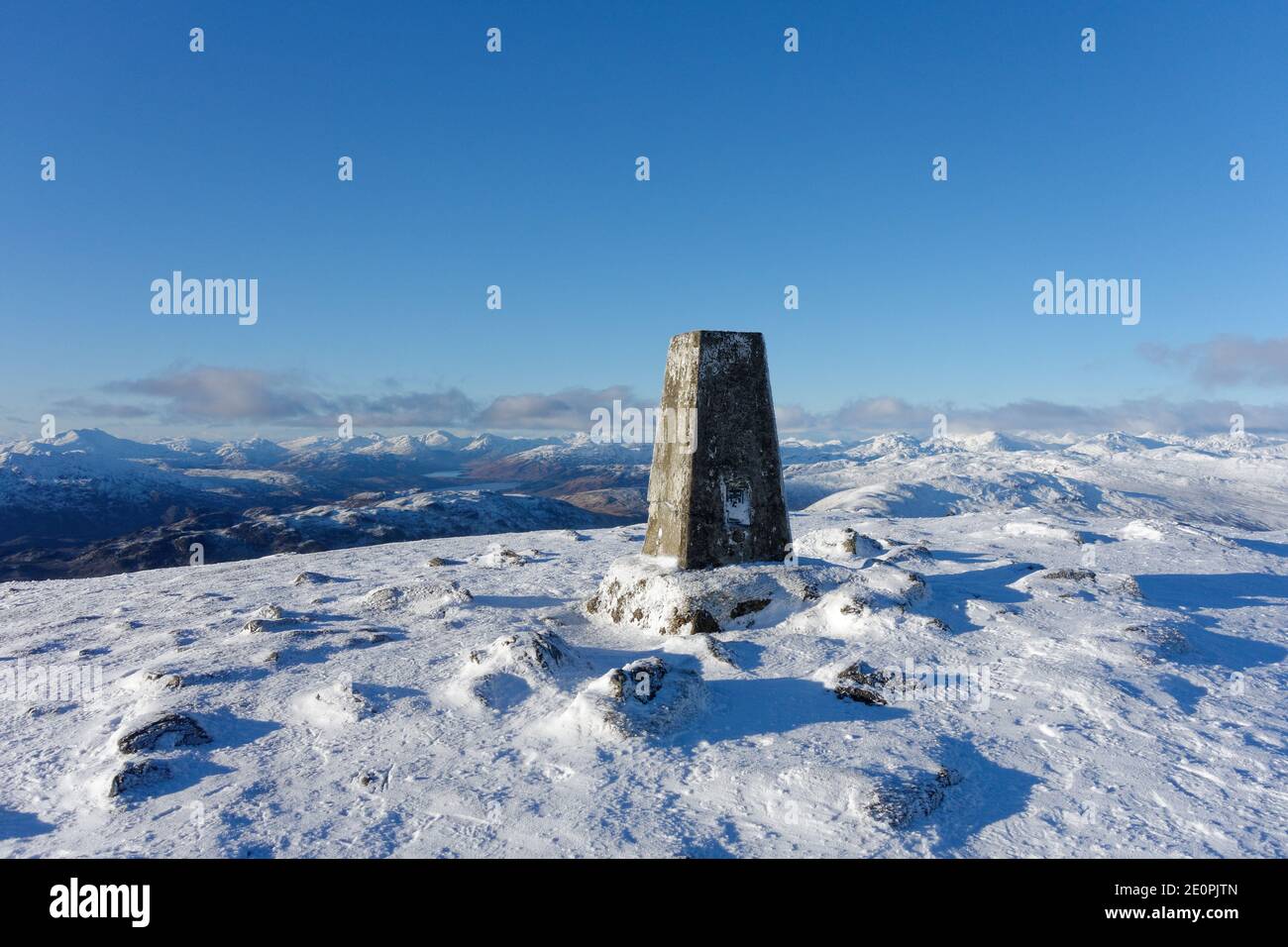 Ben Ledi, near Callander seen with the winter snow during January 2021 ...