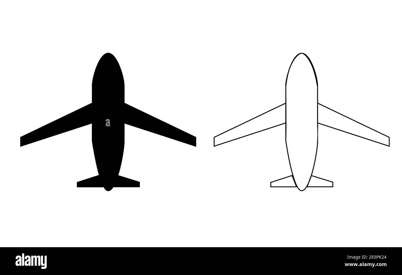 Airplane linear icon vector, black and white version Stock Vector Image ...