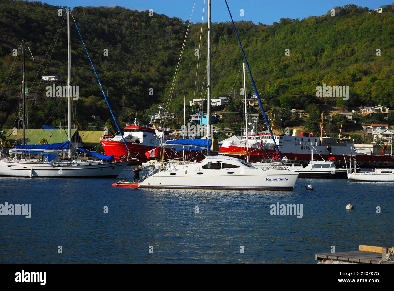 Caribbean: St Vincent and the Grenadines: Bequia; Harbour; Boats Stock ...