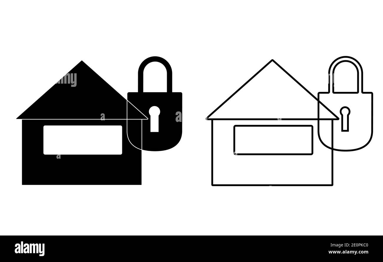 Home security linear icon vector, black and white version Stock Vector ...