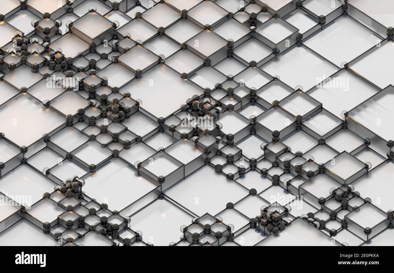 Biotechnology grid pattern with cube shape background, 3d rendering ...