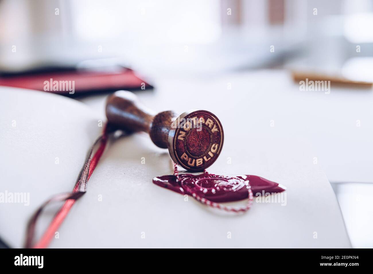 Notary public wax stamp on power of attorney Stock Photo - Alamy