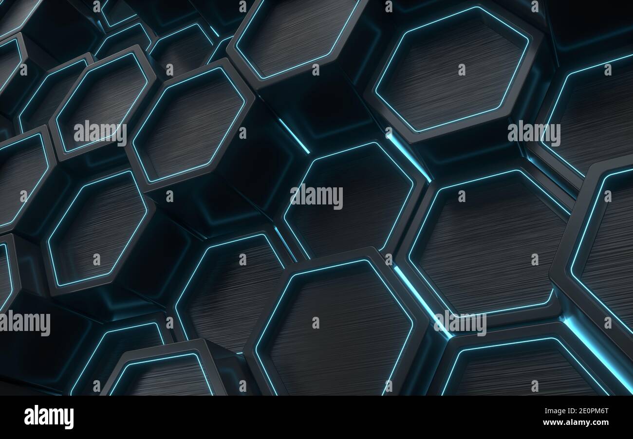 Hexagon geometric background, technology concept, 3d rendering. Computer digital drawing Stock ...