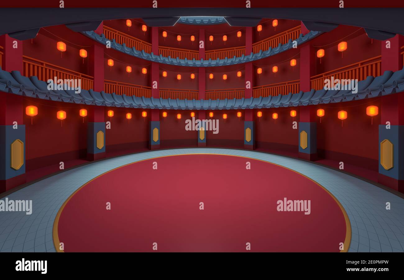 Ancient round house, Chinese classical round house, 3d rendering ...