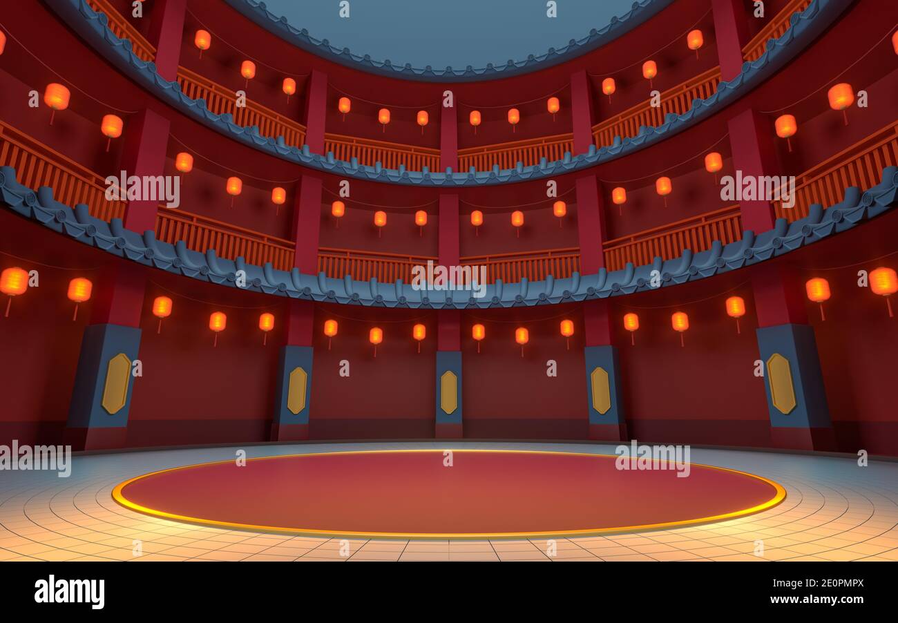 Ancient round house, Chinese classical round house, 3d rendering ...