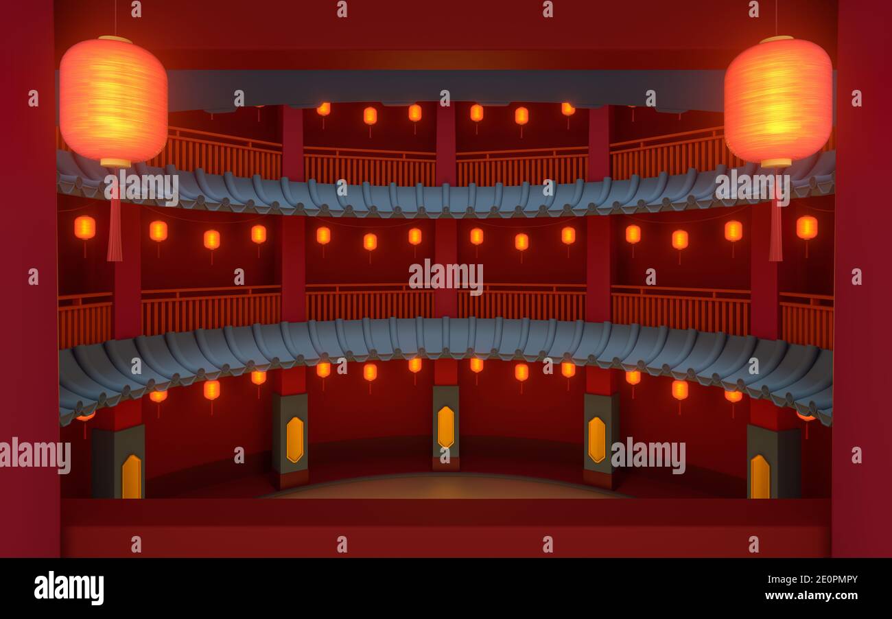 Ancient round house, Chinese classical round house, 3d rendering ...