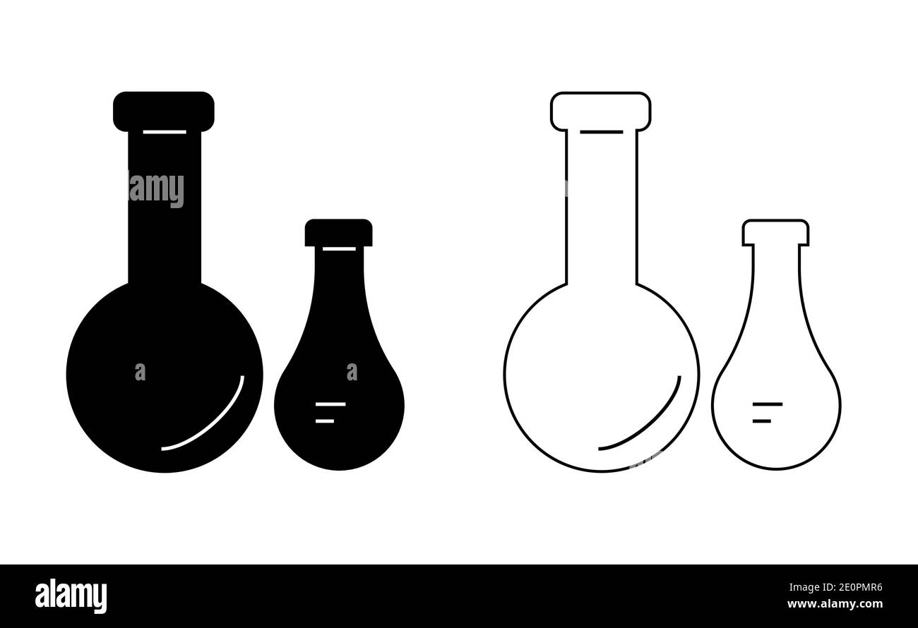Laboratory Glassware linear icon vector, black and white version Stock ...