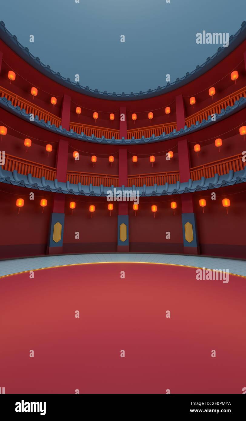 Ancient round house, Chinese classical round house, 3d rendering ...