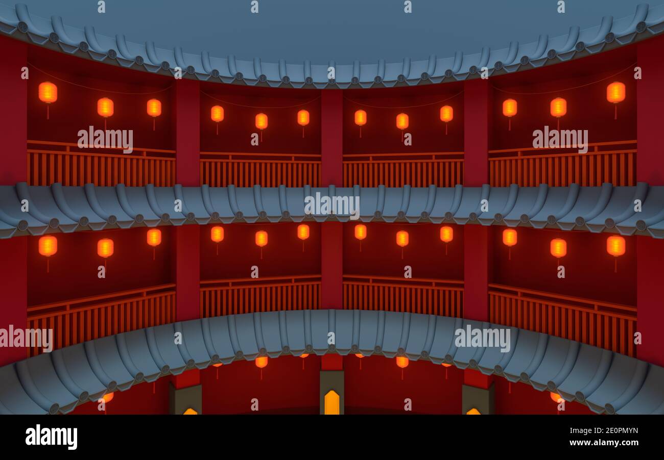 Ancient round house, Chinese classical round house, 3d rendering ...