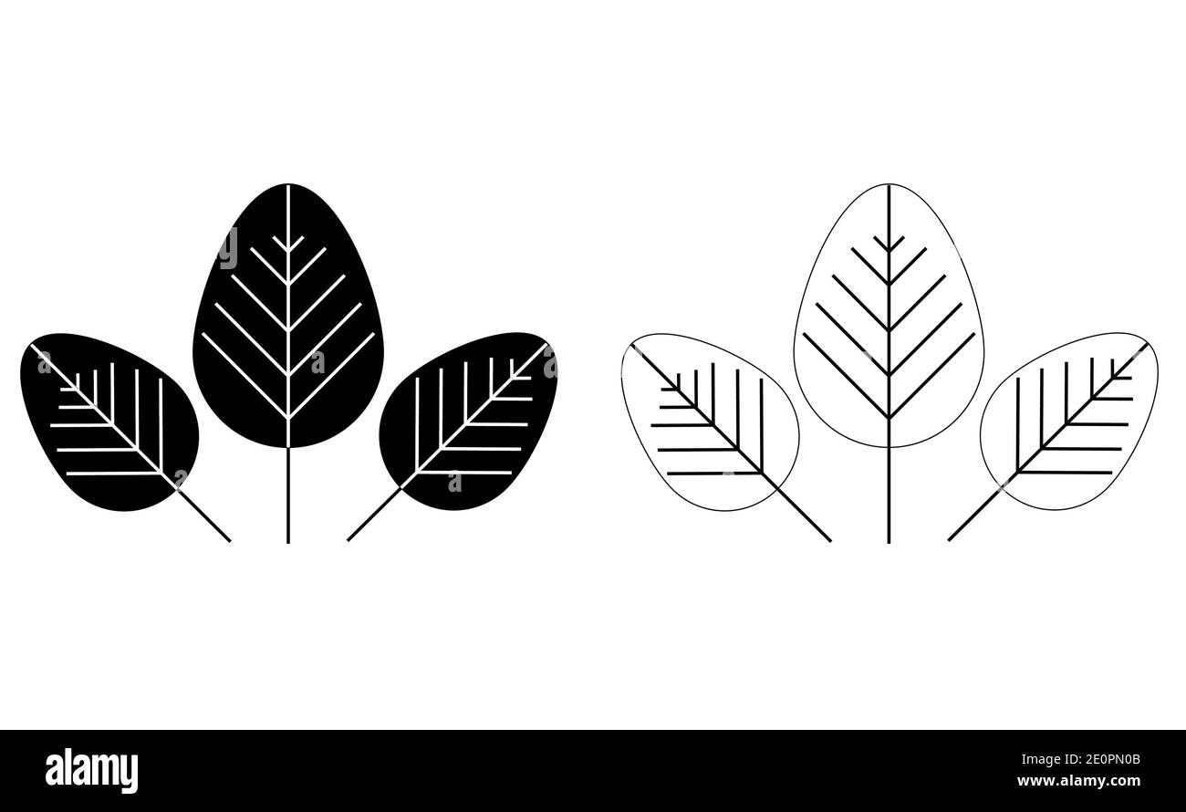 Leaf linear icon vector, black and white version Stock Vector Image ...