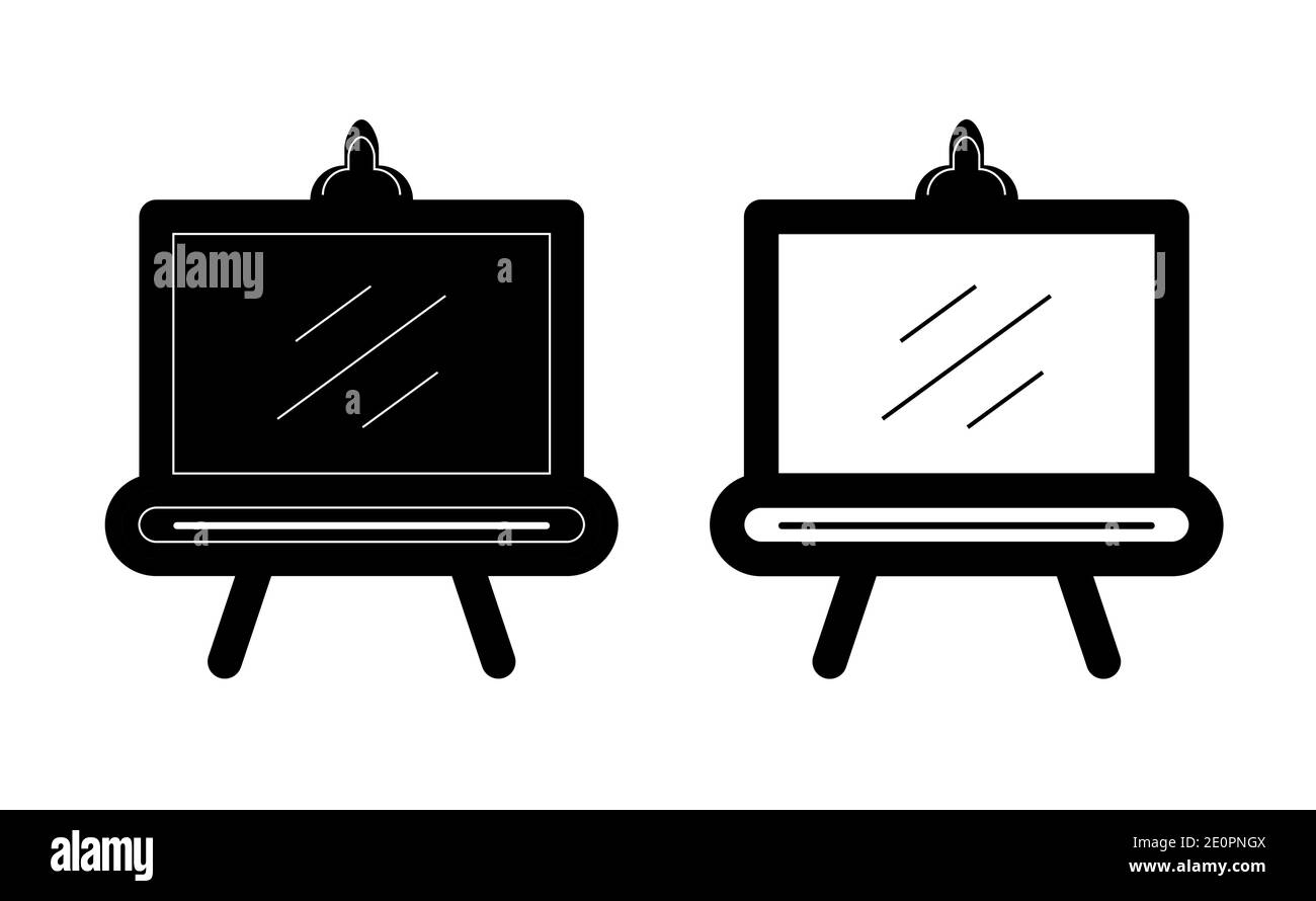 Painting black board linear icon vector, black and white version Stock ...