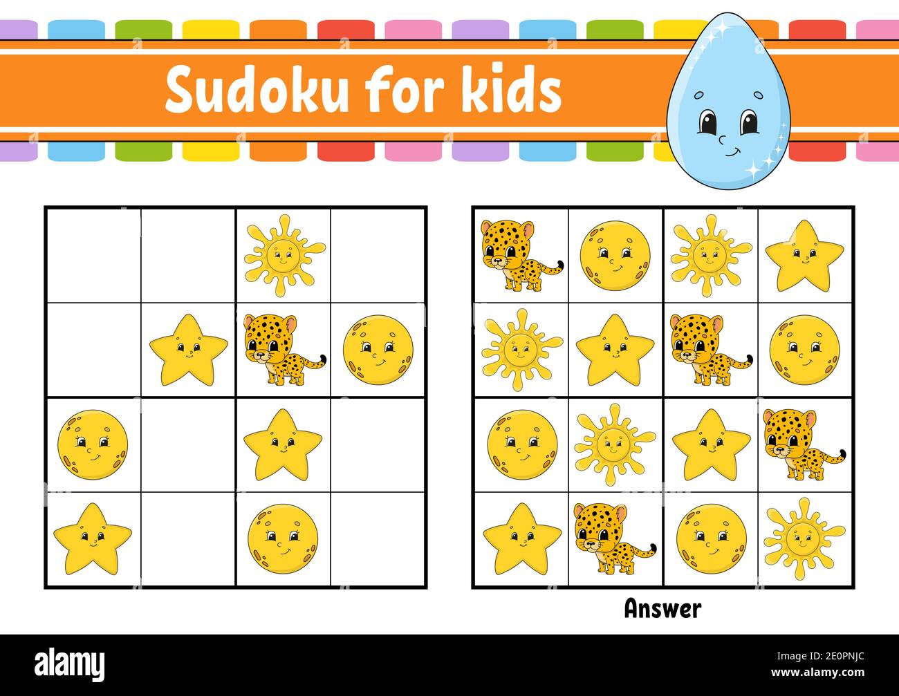 Sudoku for kids. Education developing worksheet. Activity page with ...