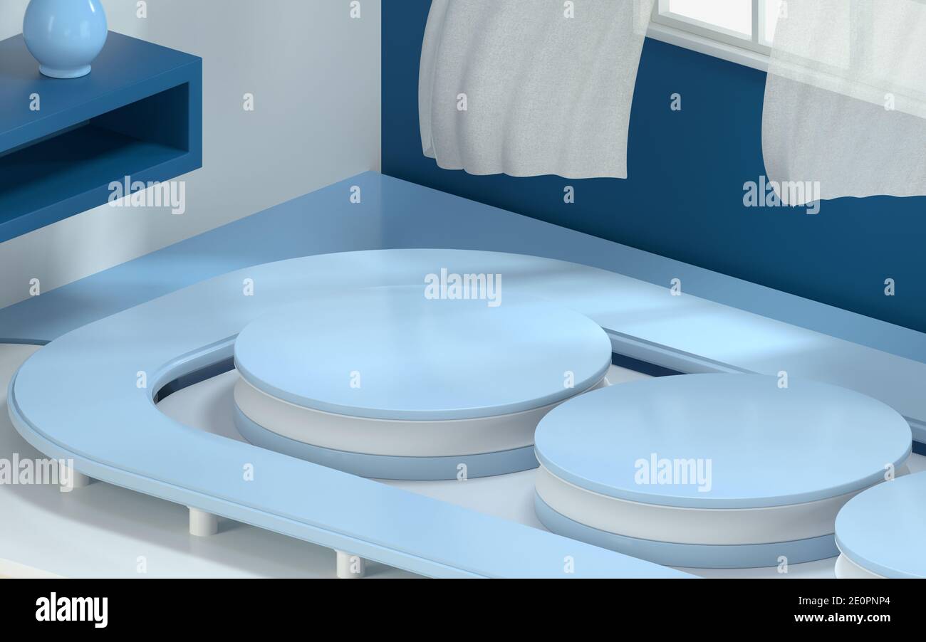 Empty object platform, indoors decoration, 3d rendering. Computer ...