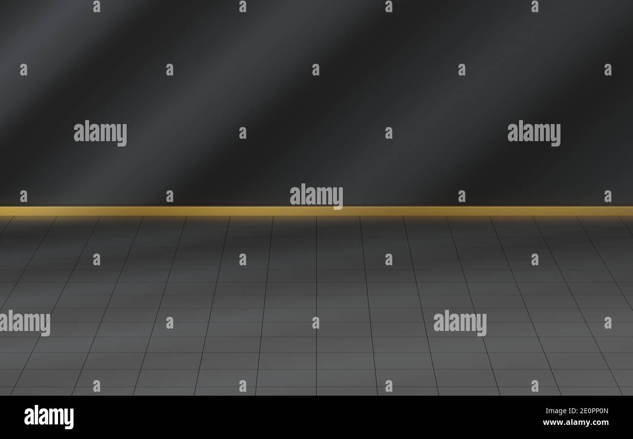 Dark room with shadow on the wall, 3d rendering. Computer digital ...