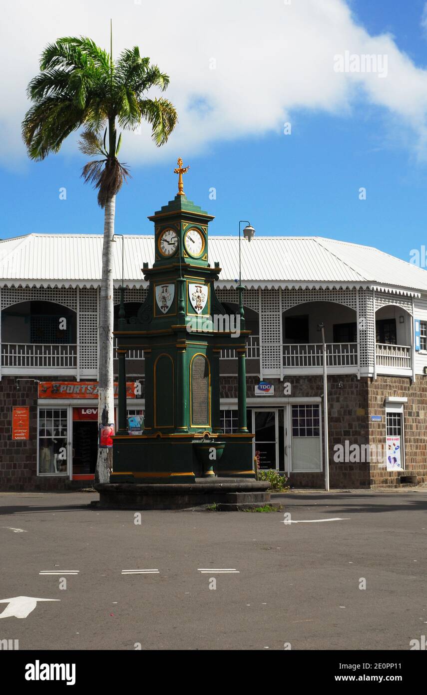 Caribbean: St Kitts and Nevis: St Kitts: Basseterre: The Circus: Clock ...