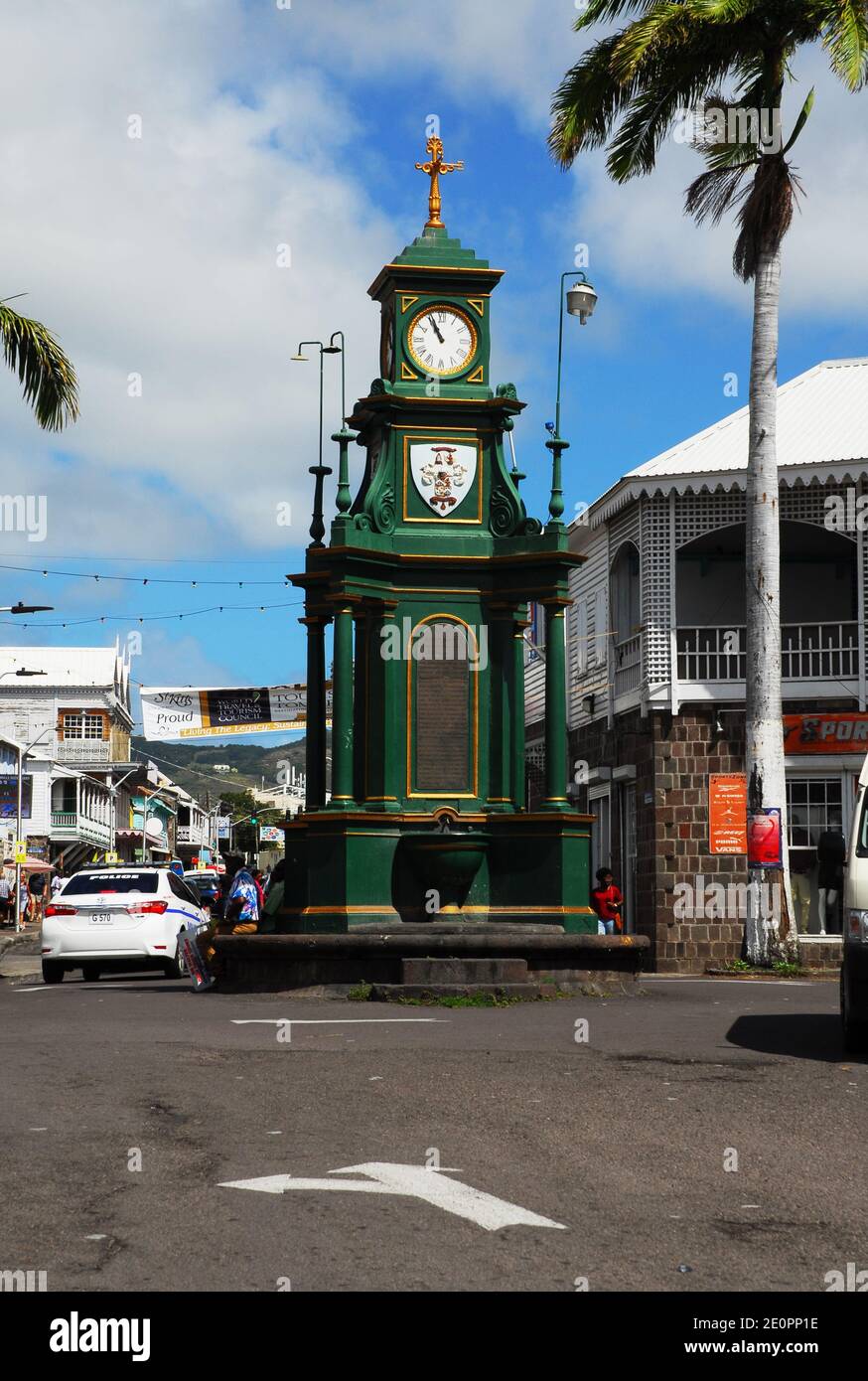 Caribbean: St Kitts and Nevis: St Kitts: Basseterre: The Circus: Clock ...