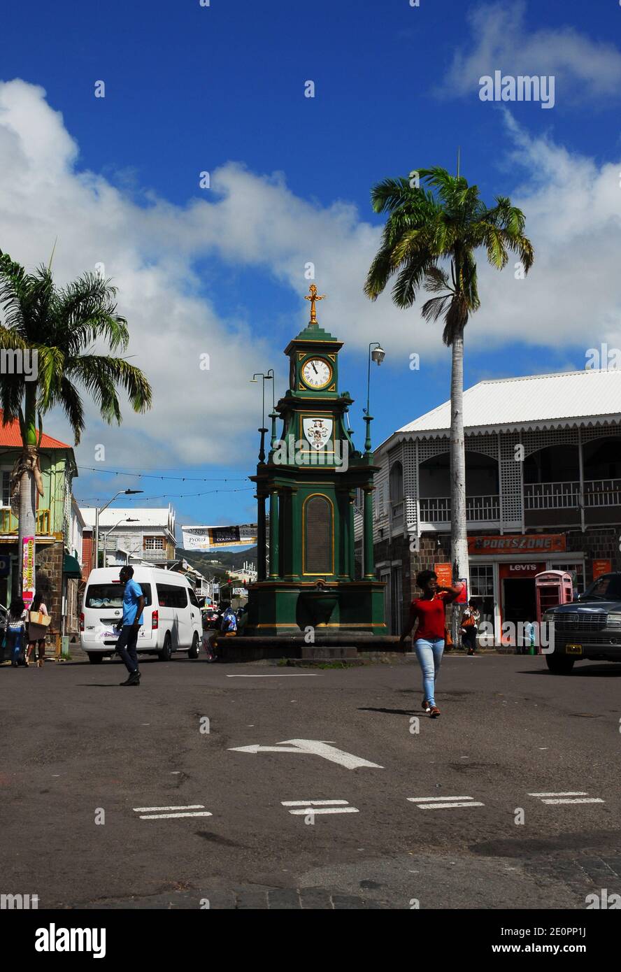 Caribbean: St Kitts and Nevis: St Kitts: Basseterre: The Circus: Clock ...