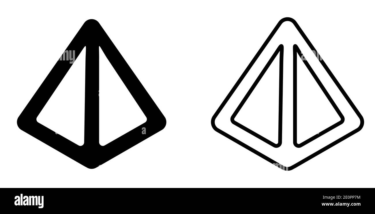 3d triangle pyramid icon vector isolated illustration, black and white ...