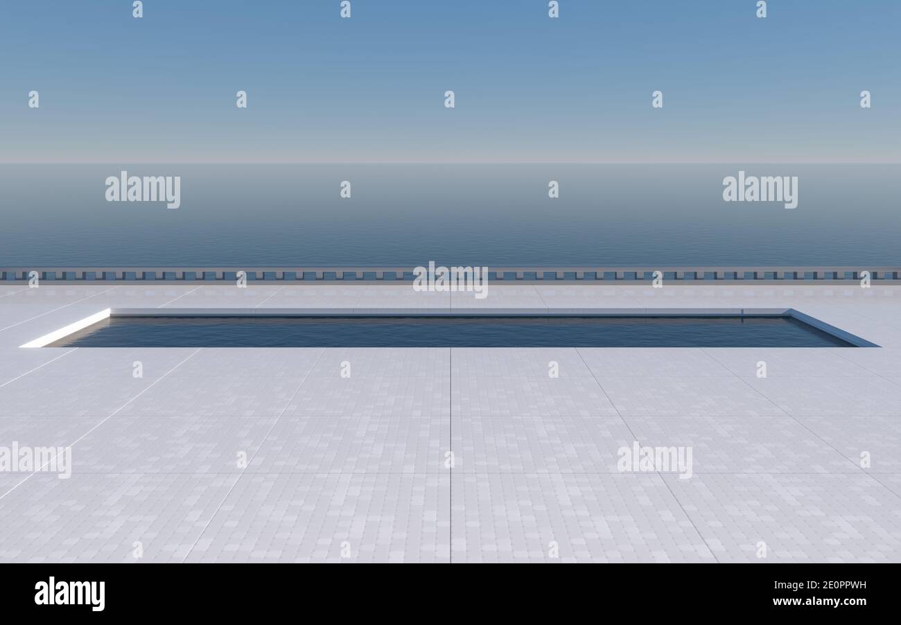 Empty ground with ocean background, 3d rendering. Computer digital ...