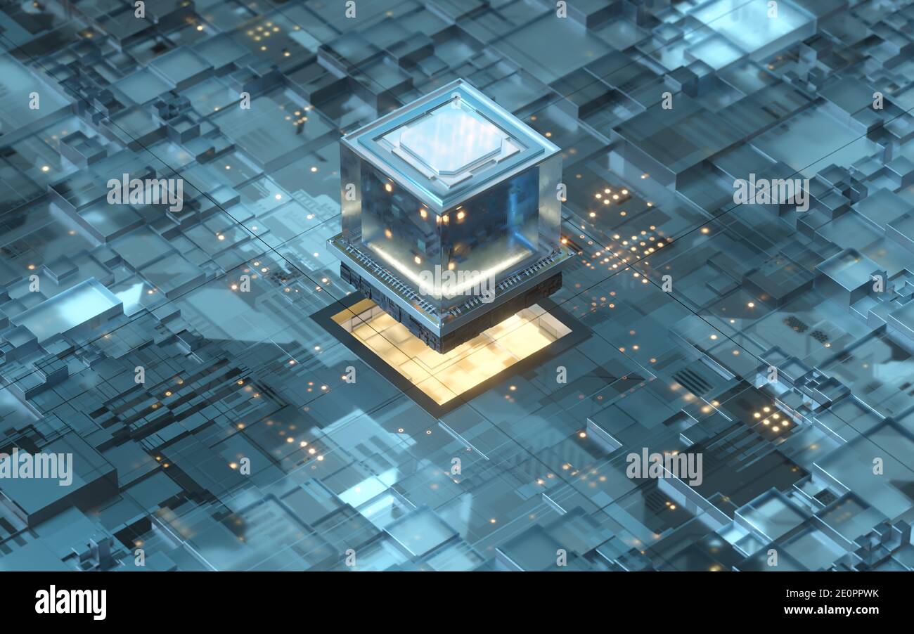 Circuit board, electronics cyberspace background, 3d rendering ...