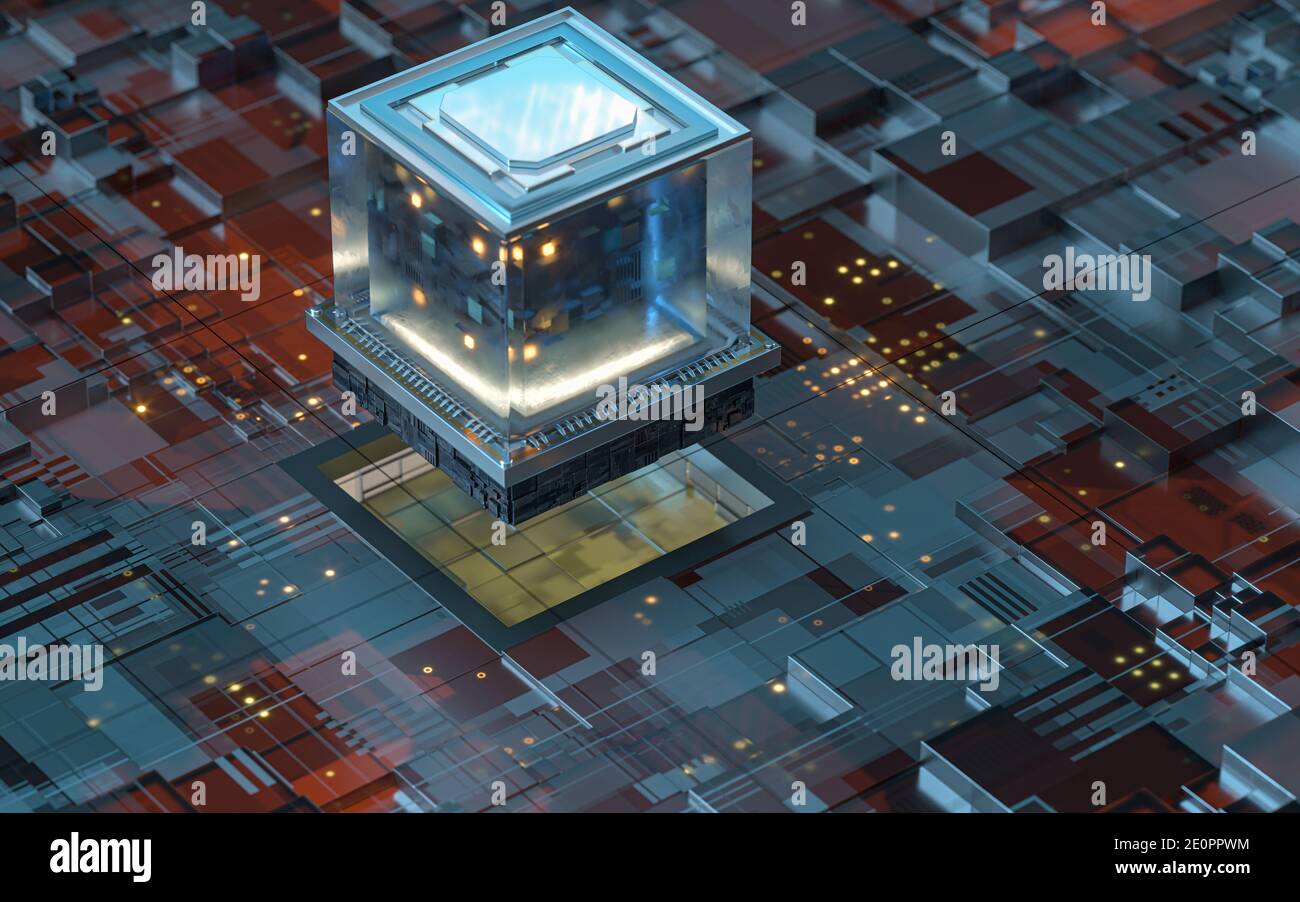 Circuit board, electronics cyberspace background, 3d rendering ...